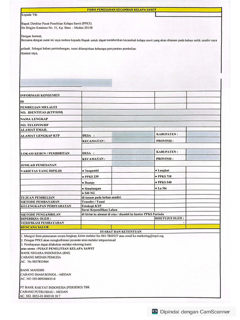 Form Pemesanan KKS | PDF