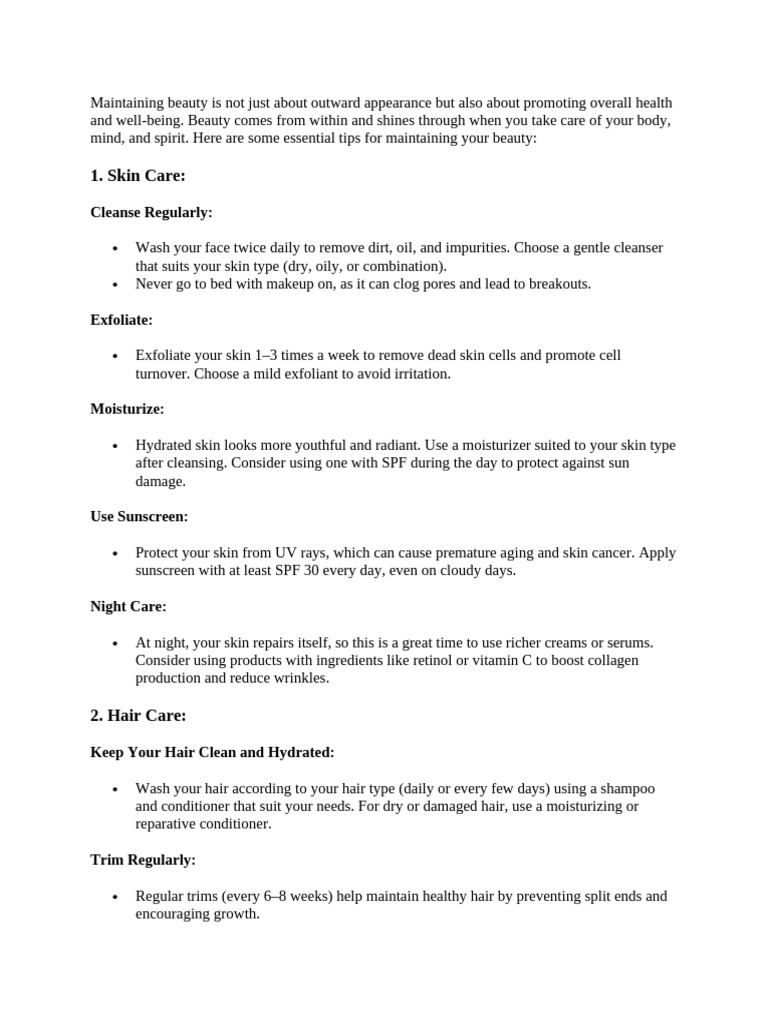 How To Maintain Your Beauty | PDF