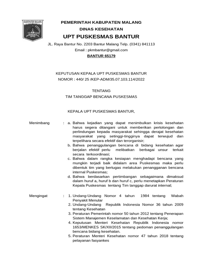 SK Tim Tanggap Darurat Bencana | PDF