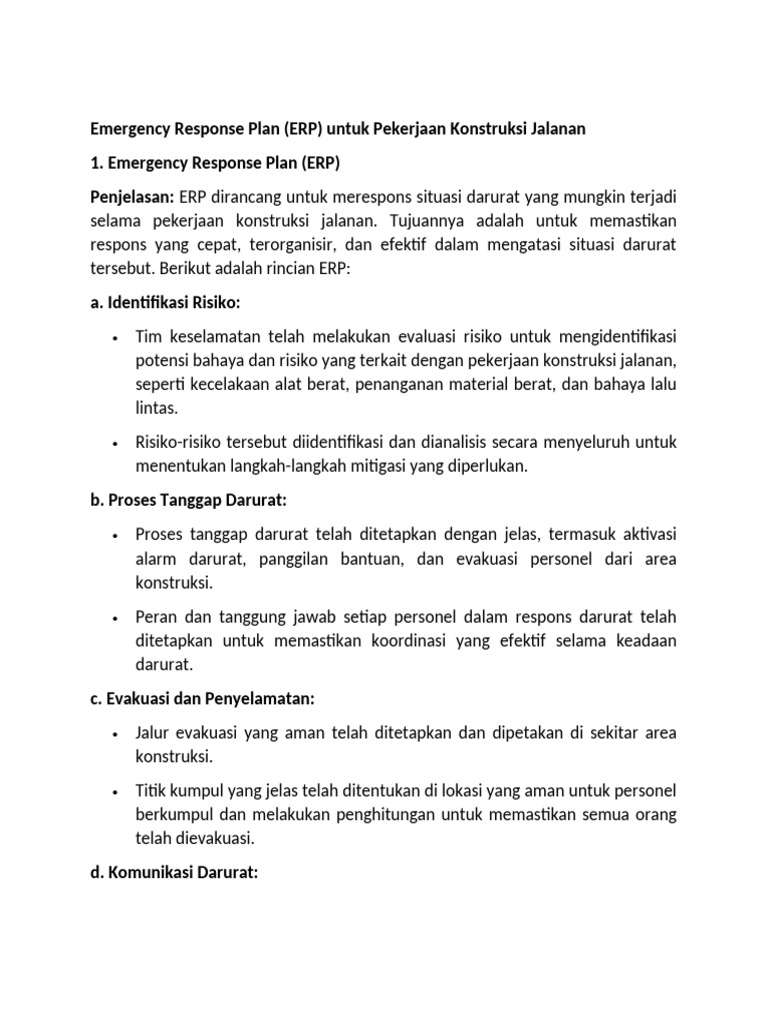 ERP Konstruksi Jalan: Respons Darurat | PDF
