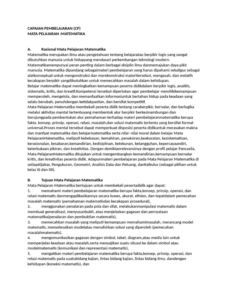 CAPAIAN PEMBELAJARAN Kels 8 | PDF