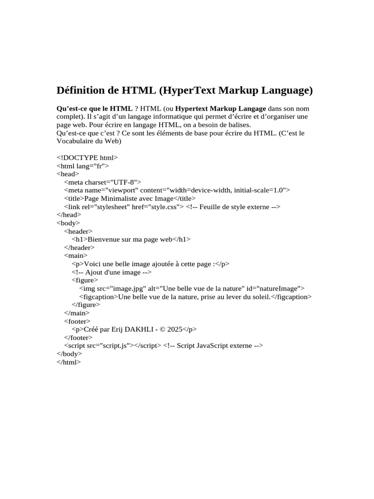 Définition et balises du HTML | PDF | Html | Langage de balisage