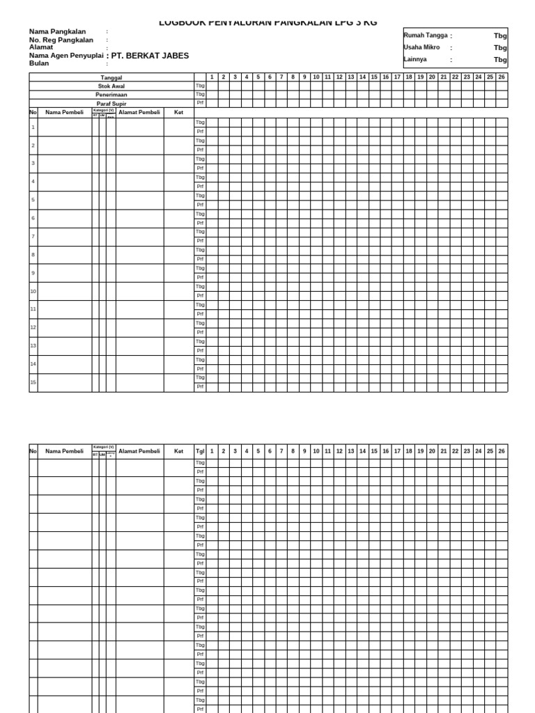 Form Logbook Penyaluran-1 | PDF
