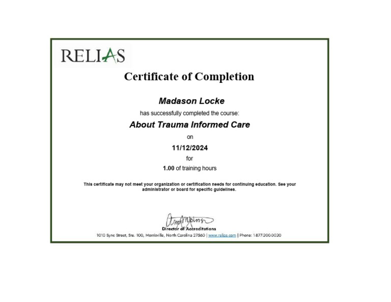 Trauma Informed Care Certification | PDF