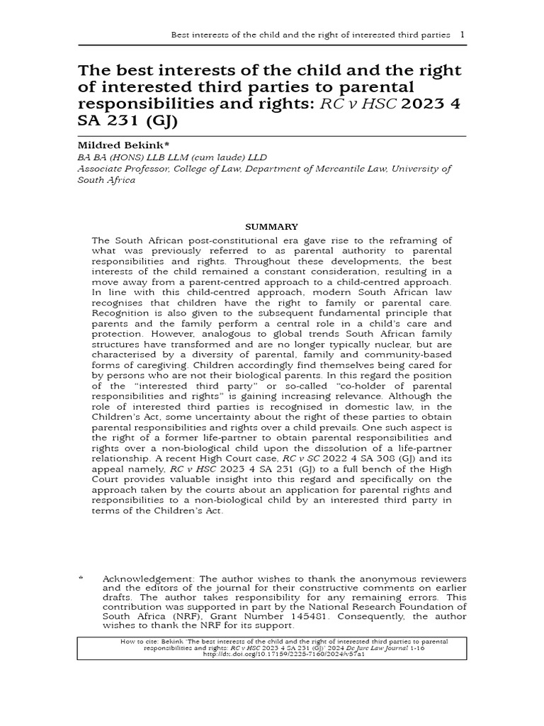 I Am Sharing 'The Best Interests of The Child and The Right of ...