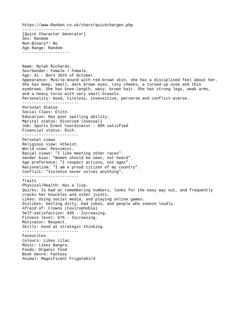 RanGen - Quick Character Generator - Jan 5, 2025 at 07 - 15 PM 6 | PDF