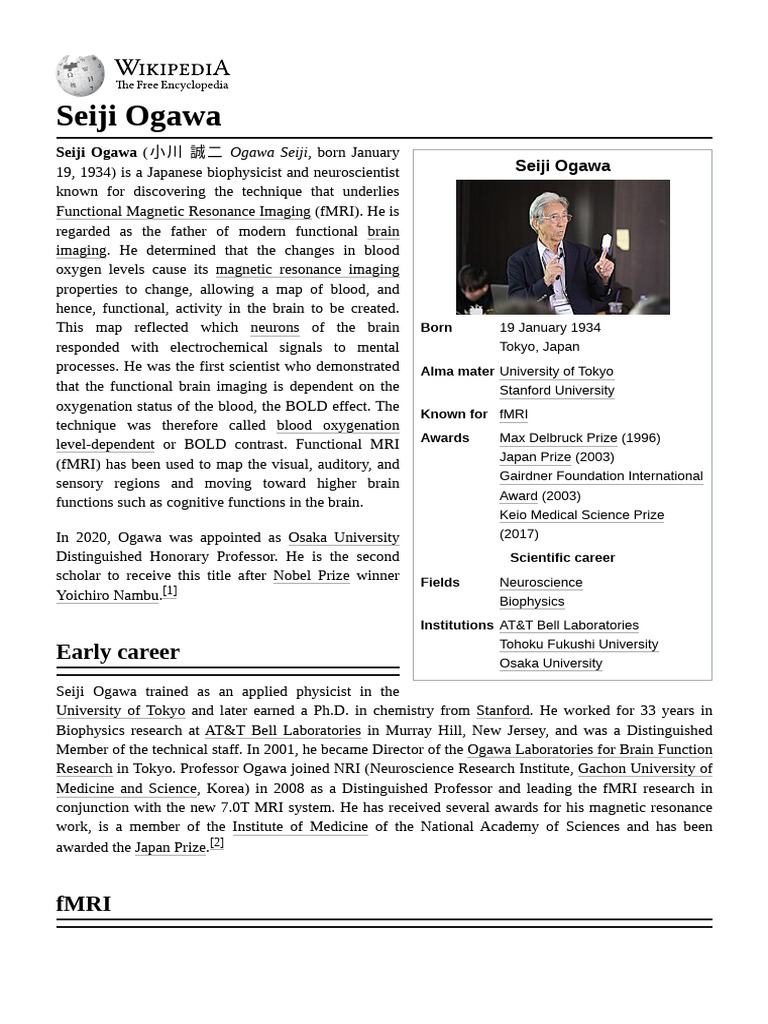 Seiji_Ogawa | PDF | Neuroscience