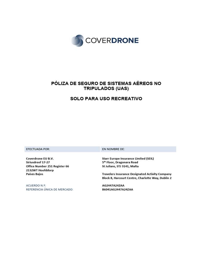 Policy Wording | PDF | Póliza de seguros | Vehículo aéreo no tripulado