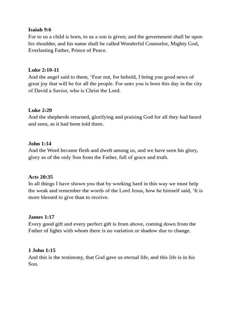 Biblical Verses on Christ's Birth and Gifts | PDF