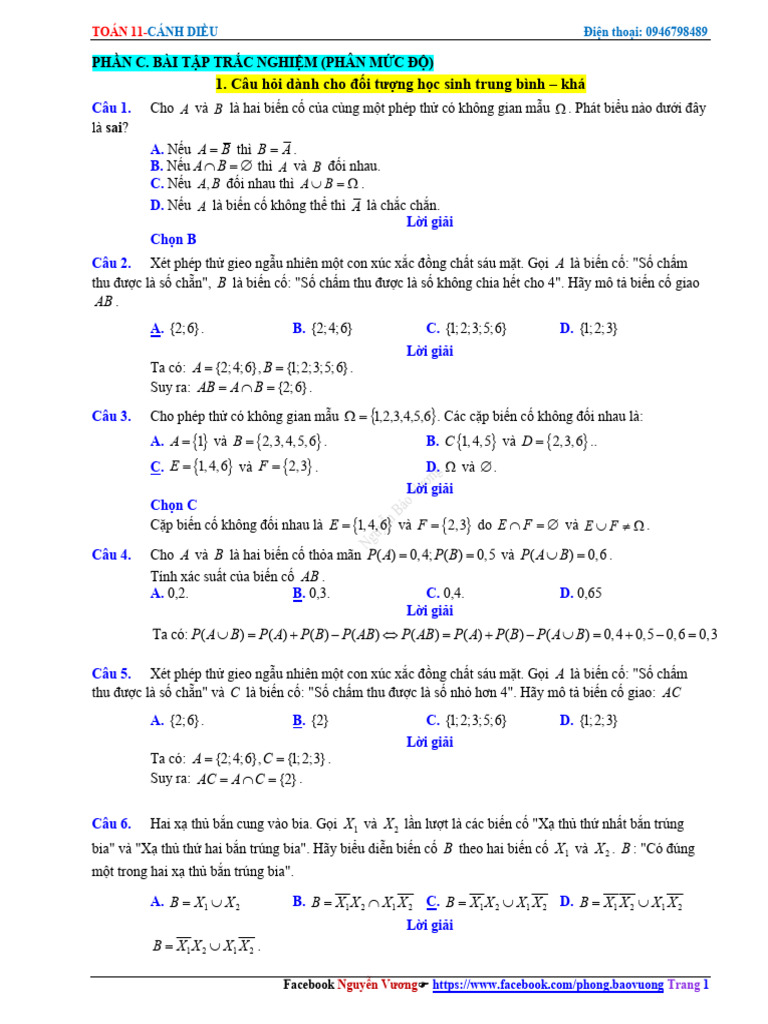 Bai-2-Bien Co Hop, Giao, Doc Lap. Cac Quy Tac Tinh Xac Suat - DA - TN ...