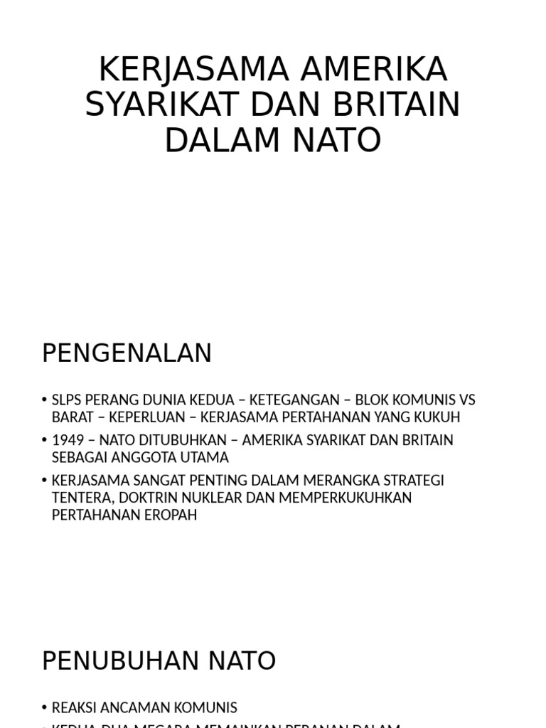 Kerjasama Amerika Syarikat Dan Britain Dalam Nato | PDF