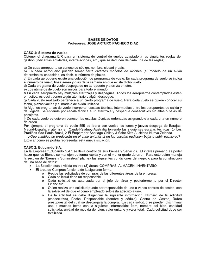 Casos Proyecto Bases de Datos | PDF | Aeropuerto | Business