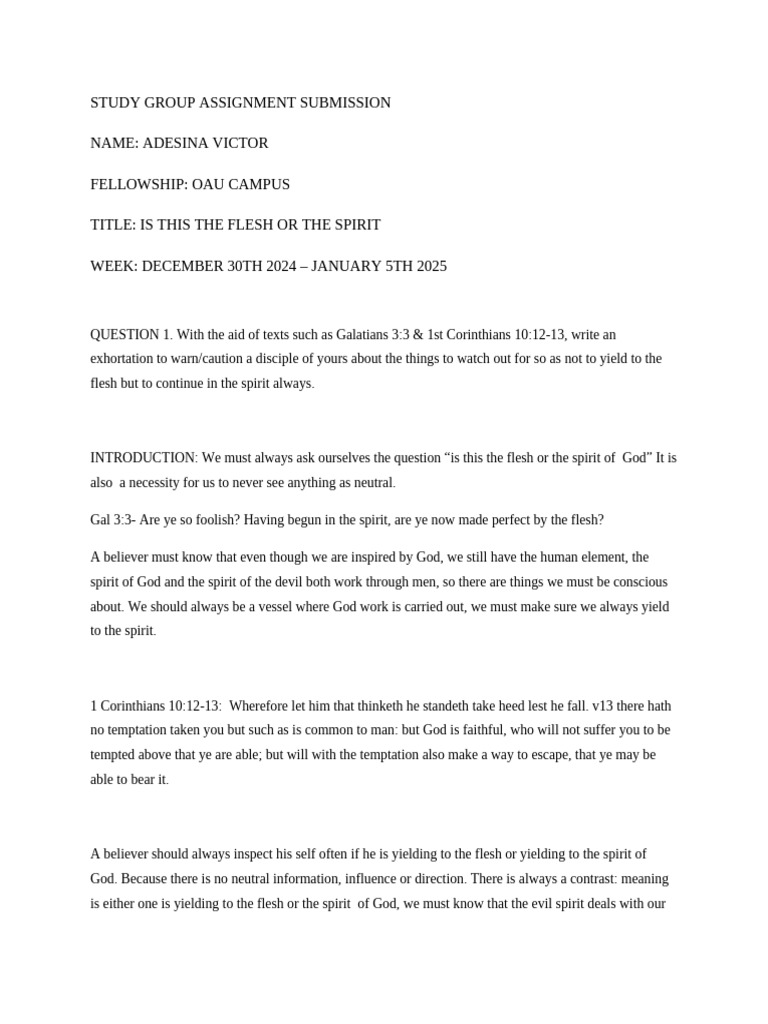 STUDY GROUP ASSIGNMENT SUBMISSION | PDF | Prayer | Revelation STUDY GROUP ASSIGNMENT SUBMISSION | PDF | Prayer | Revelation