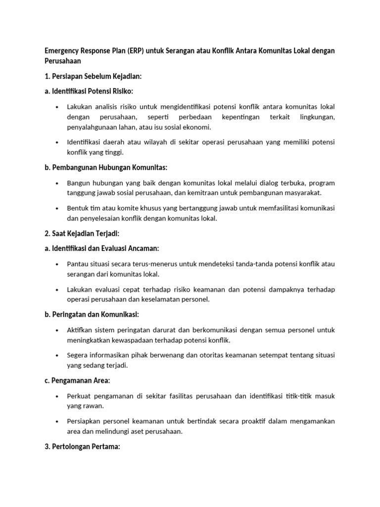 Emergency Response Plan (ERP) Dan Emergency Drill Serta Skenario ...