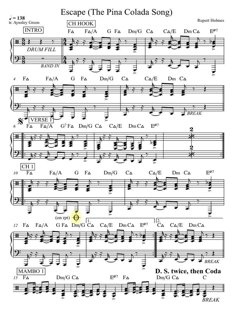 Escape (the Pina Colada Song) - Rupert Holmes | PDF