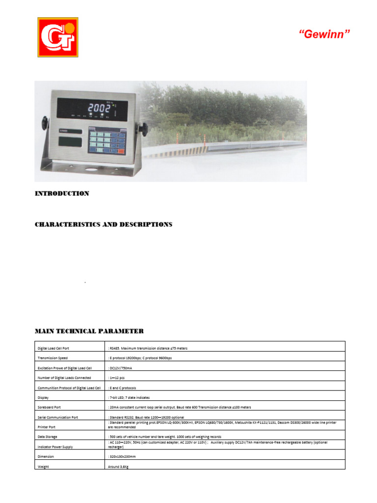 Brosur Indicator Truck Scale - D2002e (Gewinn Scale) | PDF | Power ...