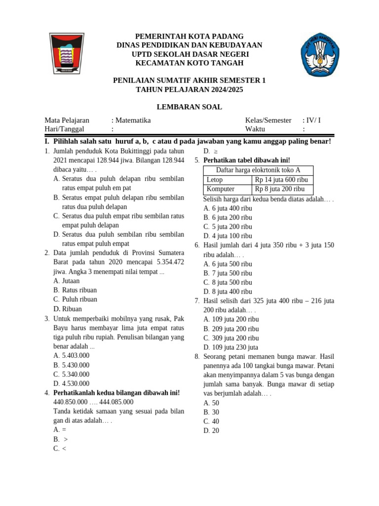 Soal MTK | PDF