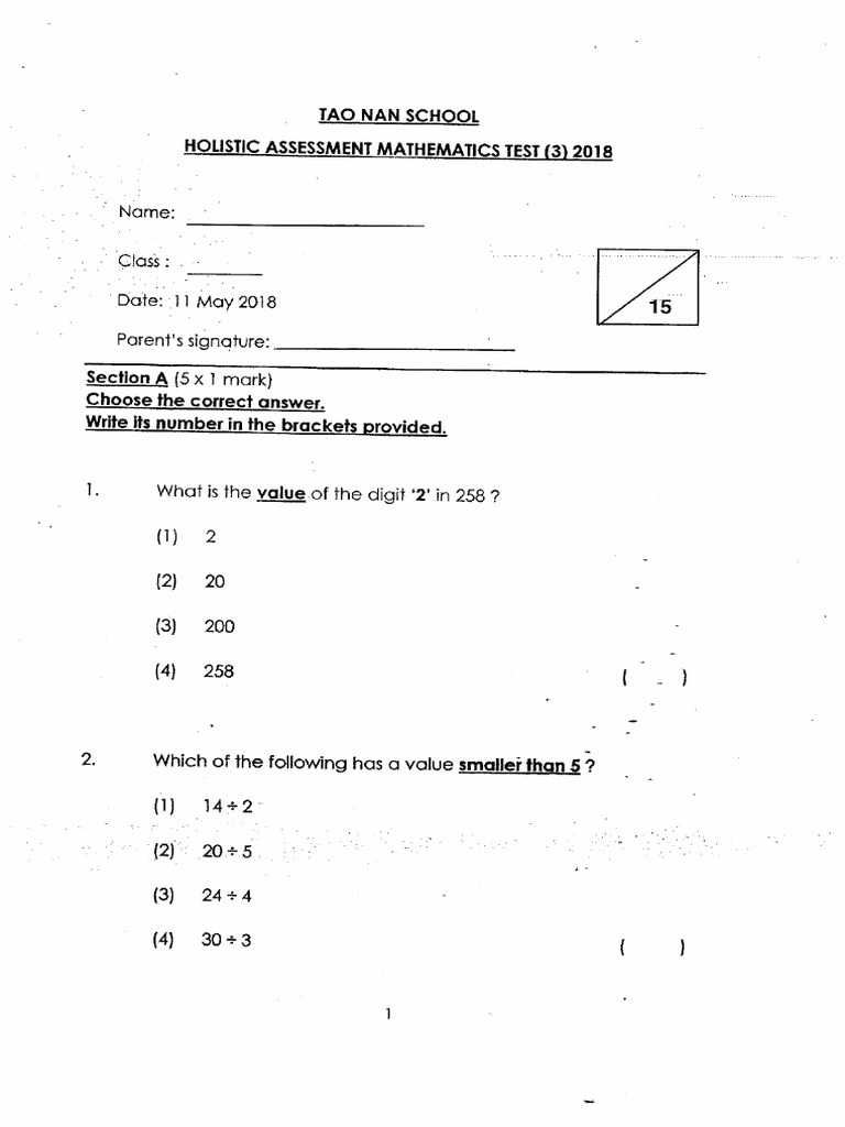 P2_Maths_2018_Tao_Nan_test3_Papers | PDF