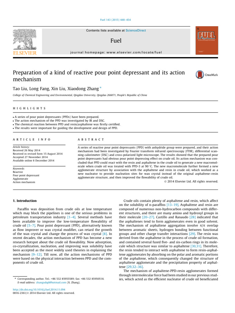Reactive Pour Point Depressant Mechanism | PDF | Infrared Spectroscopy ...