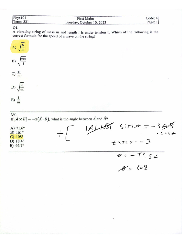 Term231 Major1 Solved | PDF