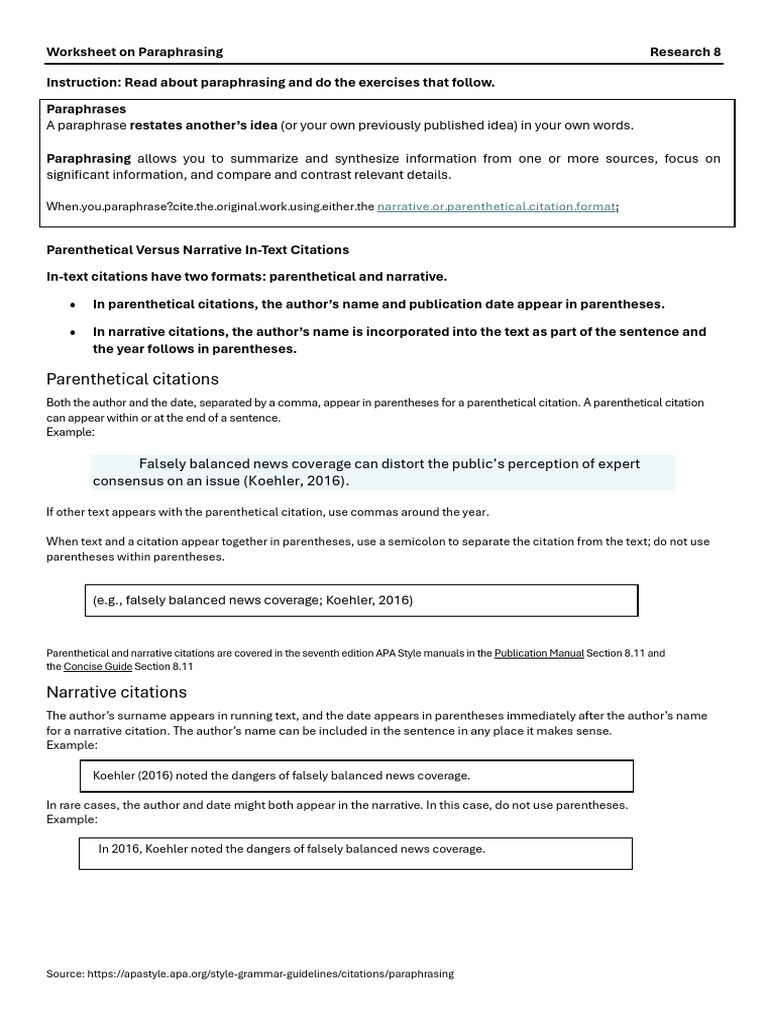 Paraphrasing and Citation Techniques | PDF | Citation | Comma