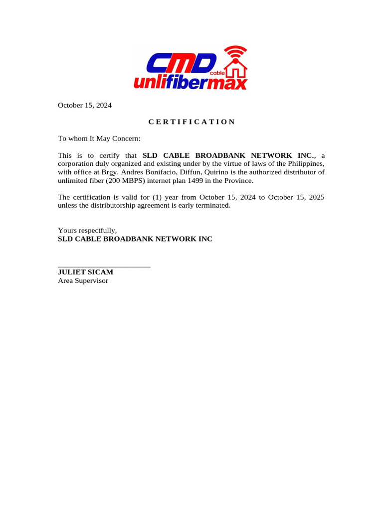 Certification for Internet Distributor | PDF