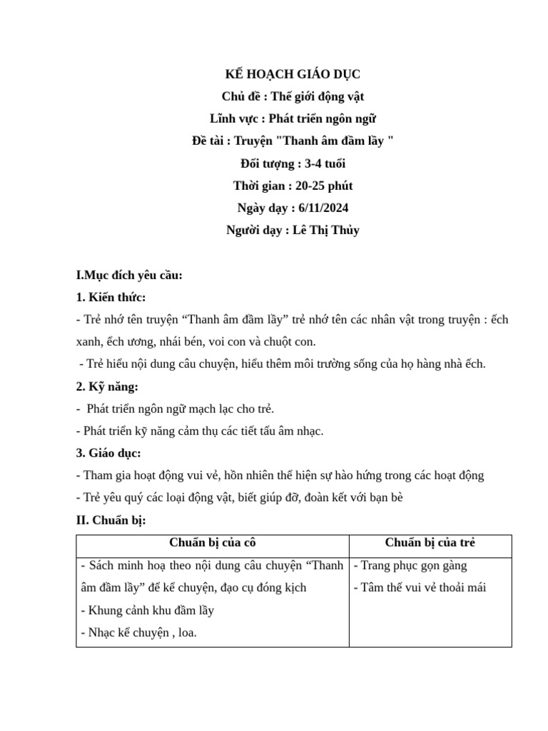 giáo an truyện thanh âm đầm lầy | PDF