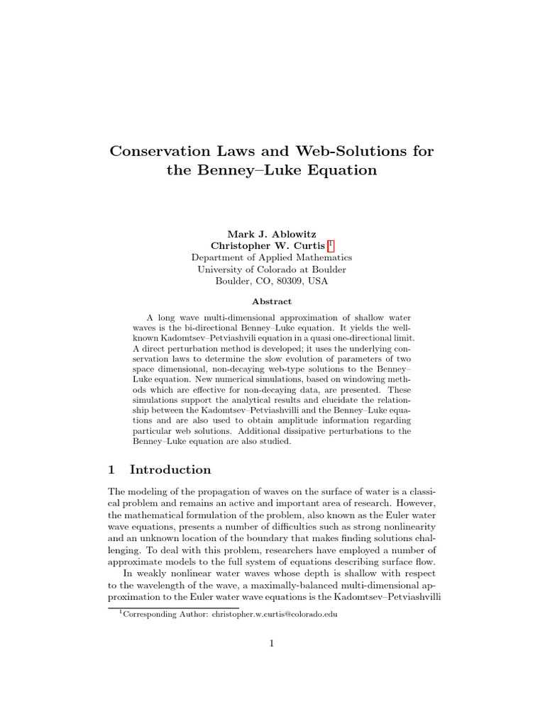 Ablowitz BenneyLuke2 | PDF | Waves | Equations