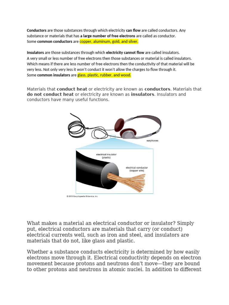 Conductors Are Those Substances Through Which Electricity Can Flow Are ...