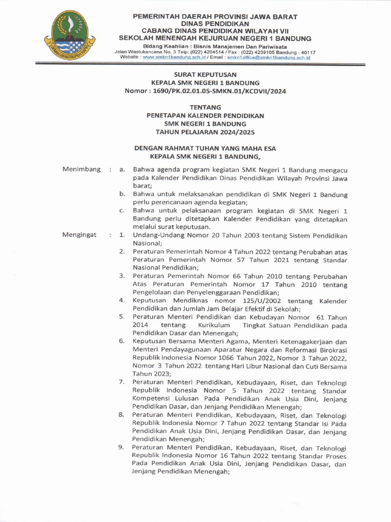 0.kalender Pendidikan TP 2024-2025 | PDF