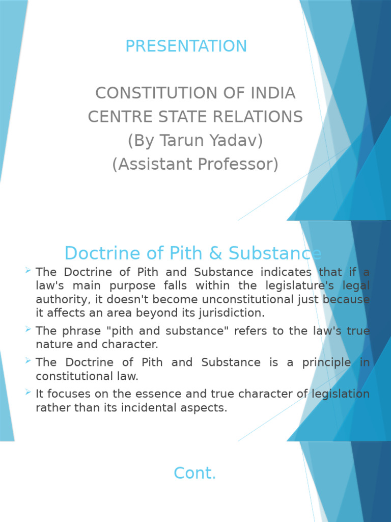 Presentation Constitution Centre State Relations | PDF | Taxes | Excise