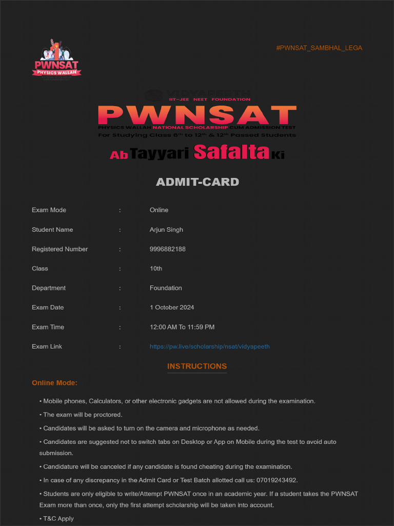 Admit Card | PDF