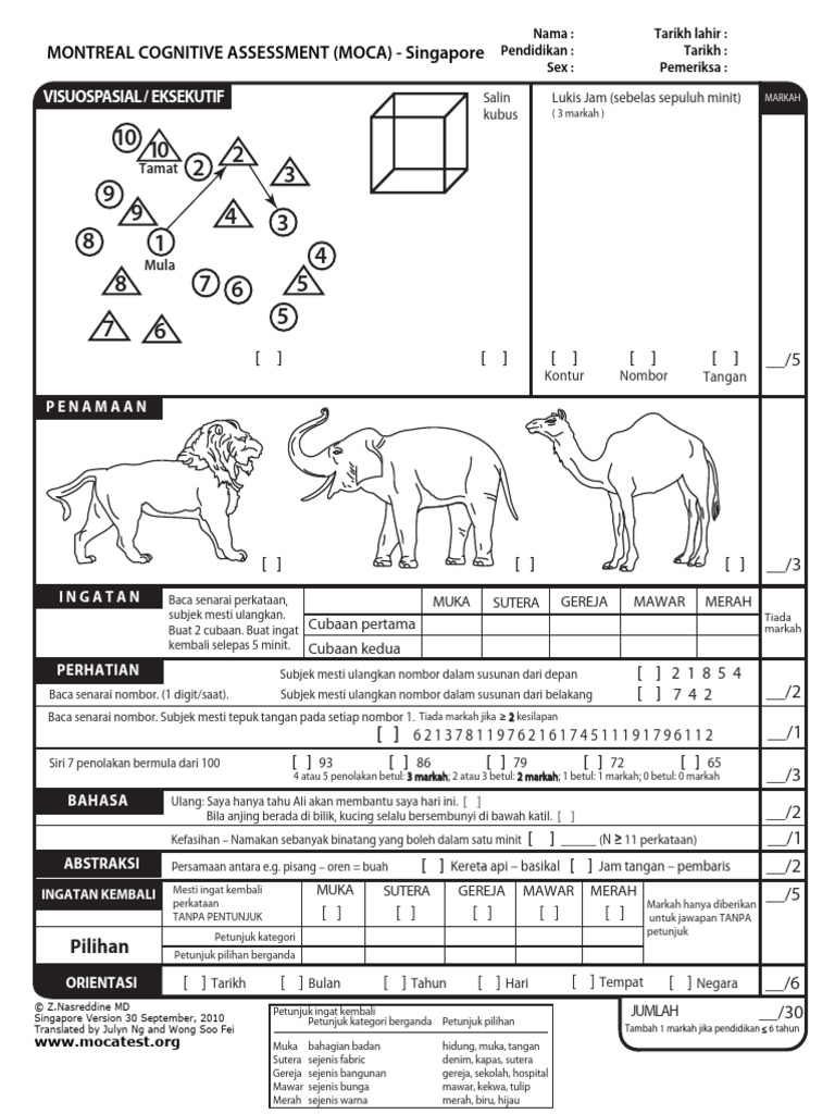 Moca Test Malay Singapore | PDF