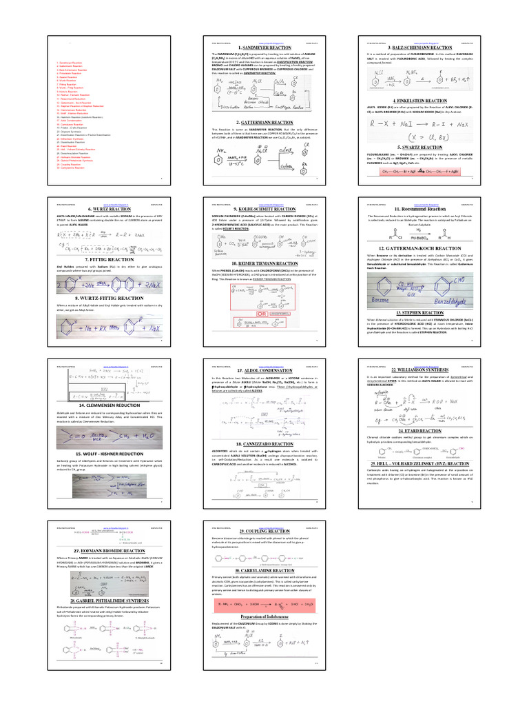 Class 12 Chemistry Reactions Guide | PDF | Amine | Hydroxide