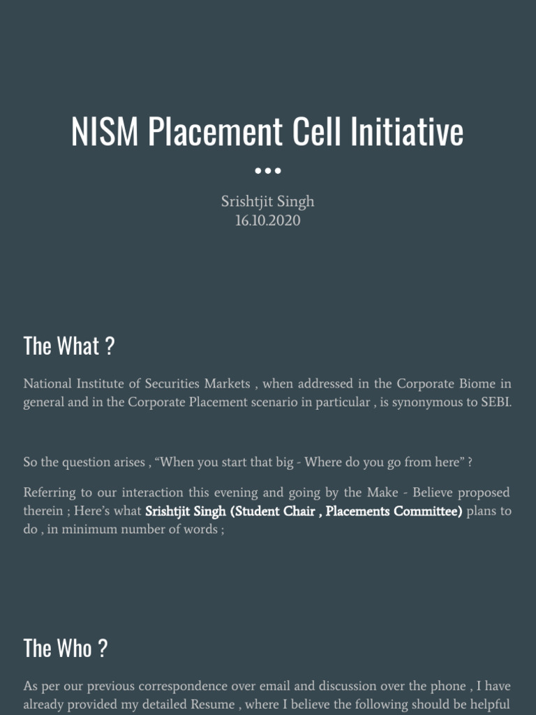NISM Placement Committee | PDF