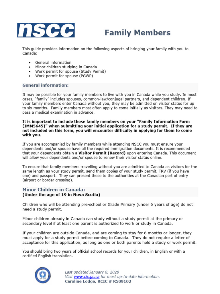 NSCC Guide Family Members 3 | PDF | Identity Document | Human Migration