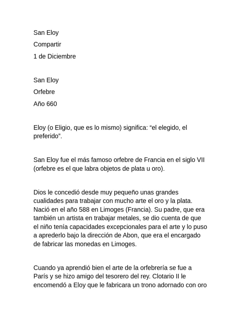 san Eloy | PDF | Oración