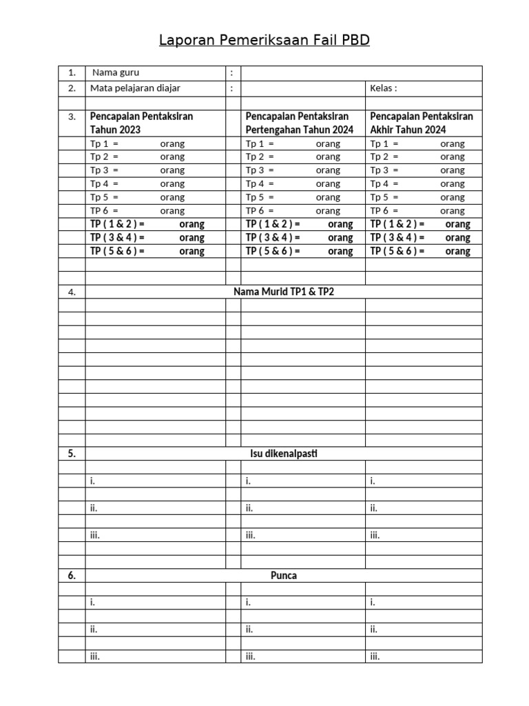 Laporan Pemeriksaan Fail PBD 2023 | PDF