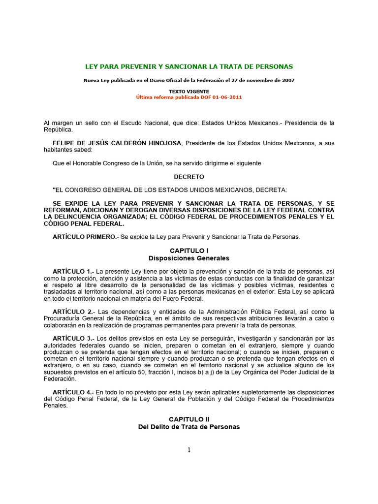 Ley Contra la Trata de Personas | PDF | Trata de personas | México