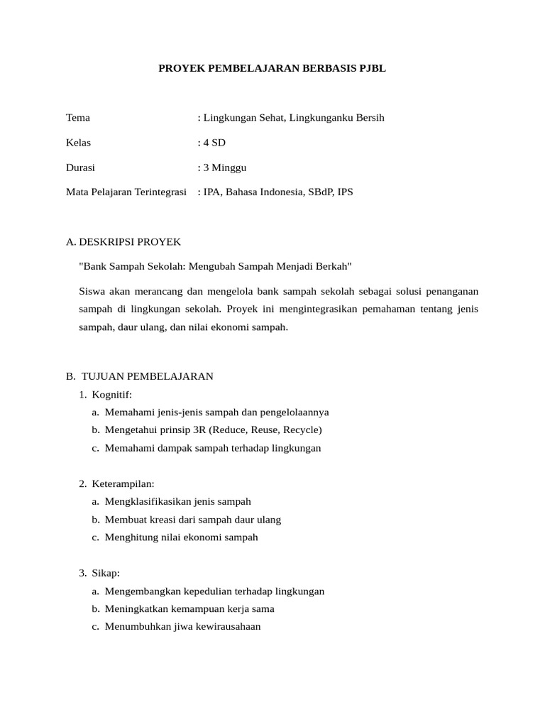 PROYEK PEMBELAJARAN BERBASIS PJBL | PDF
