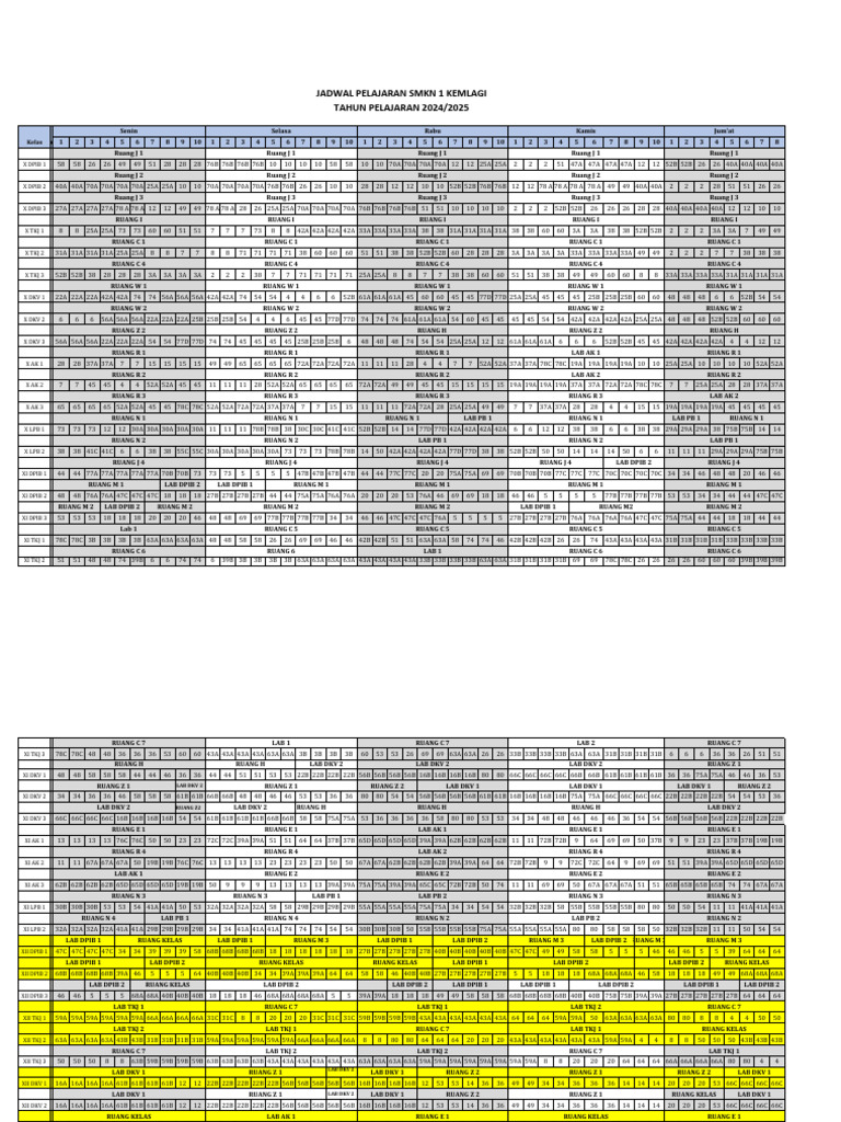 Jadwal Pelajaran Dan Pembagian Kelas Tapel 2024-2025 | PDF