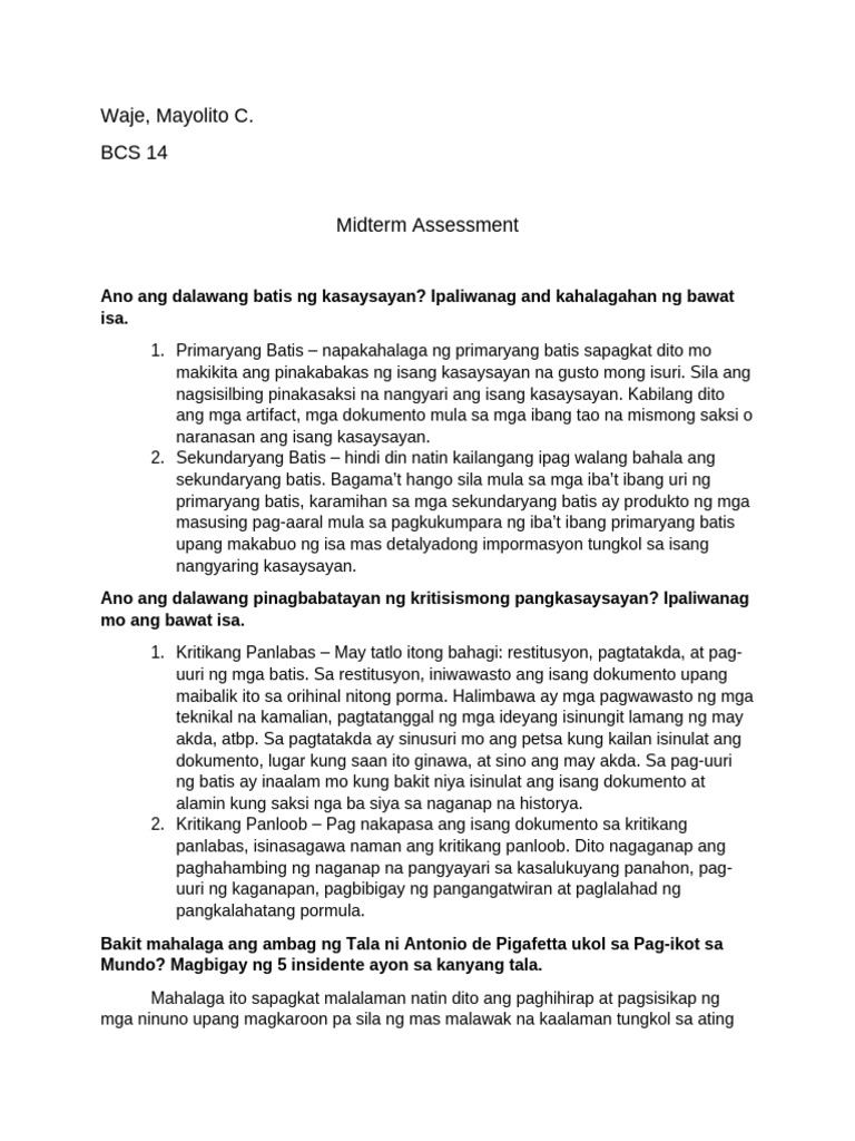 Midterm Assessment | PDF
