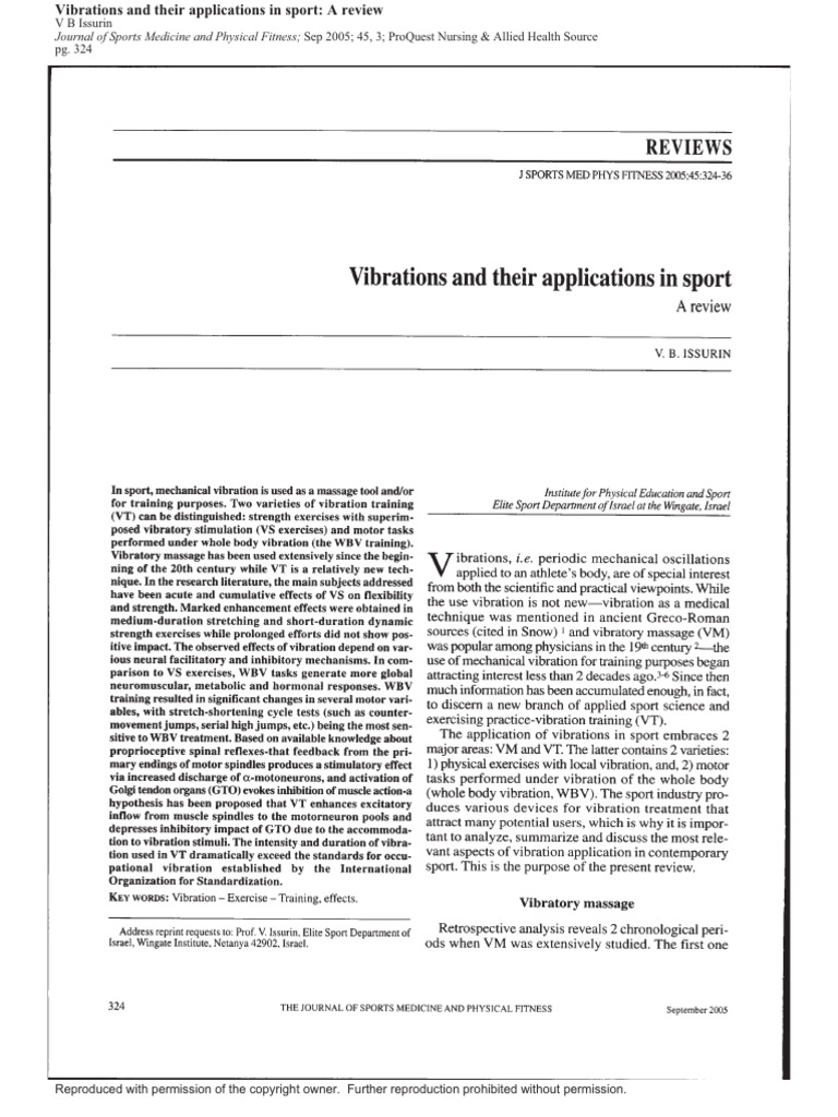 2005 - ISSURIN - Vibrations and Their Applications in Sport | PDF