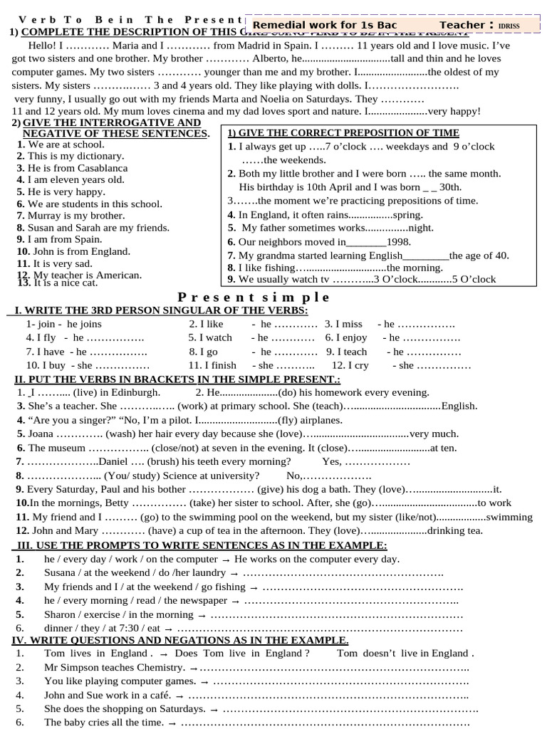 Exercises about all lessons | PDF