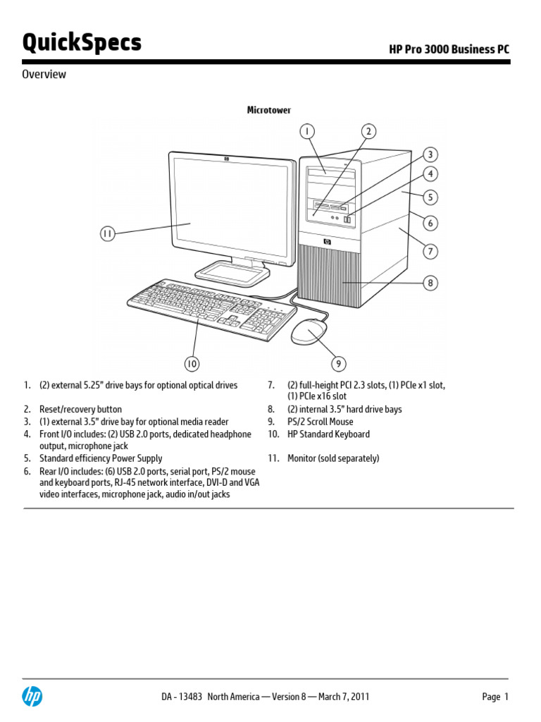 HP Pro 3000 MT | PDF | Windows 7 | Microsoft Windows