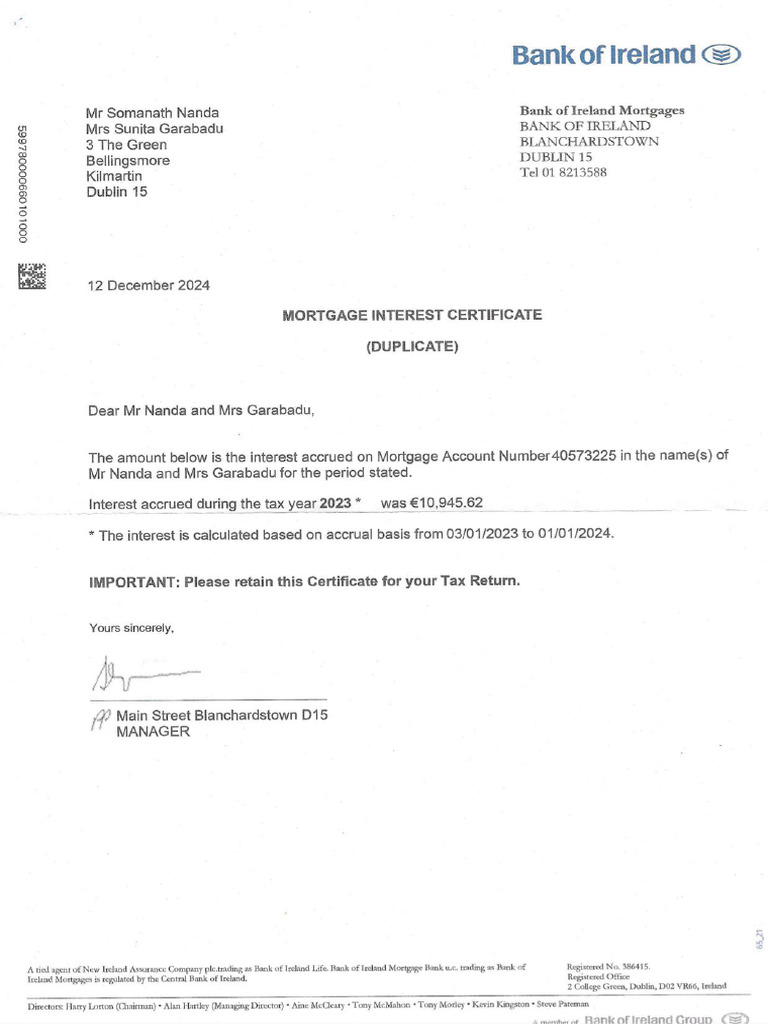 Mortgage Interest Certificate | PDF