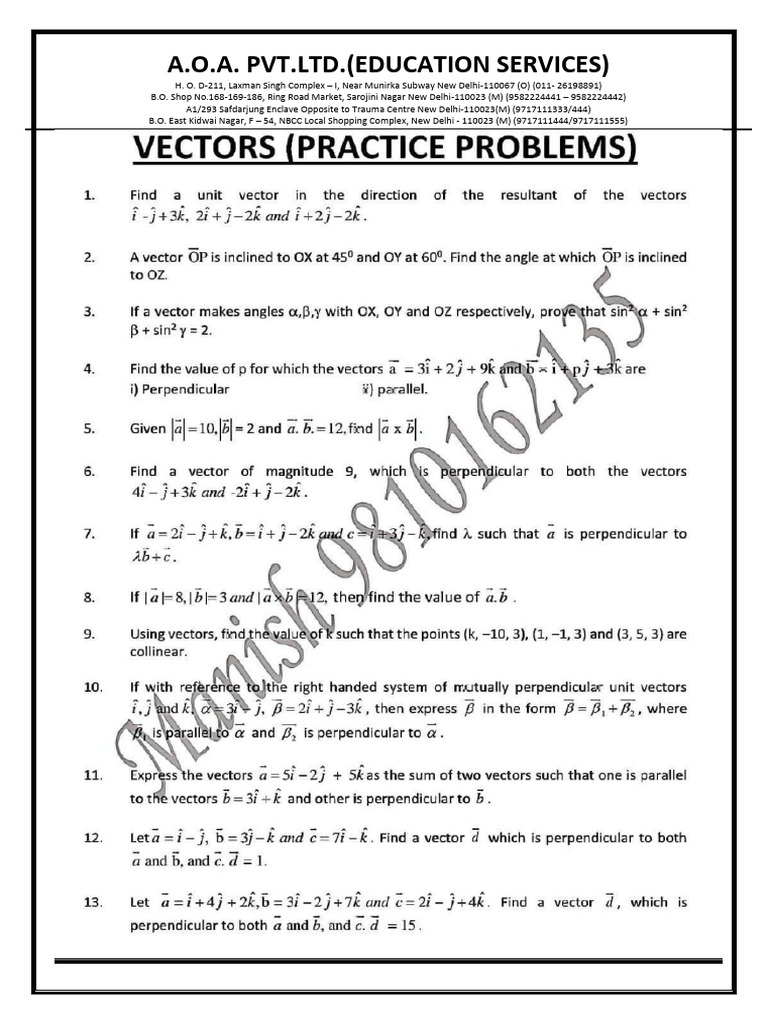 VECTORS PRACTICE PROBLEMS 24-11-2023_241211_092734 | PDF