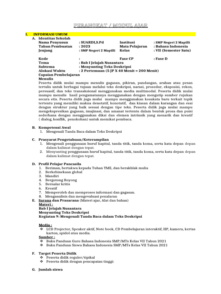 Modul Ajar Minggu Ke 5 Subb E | PDF
