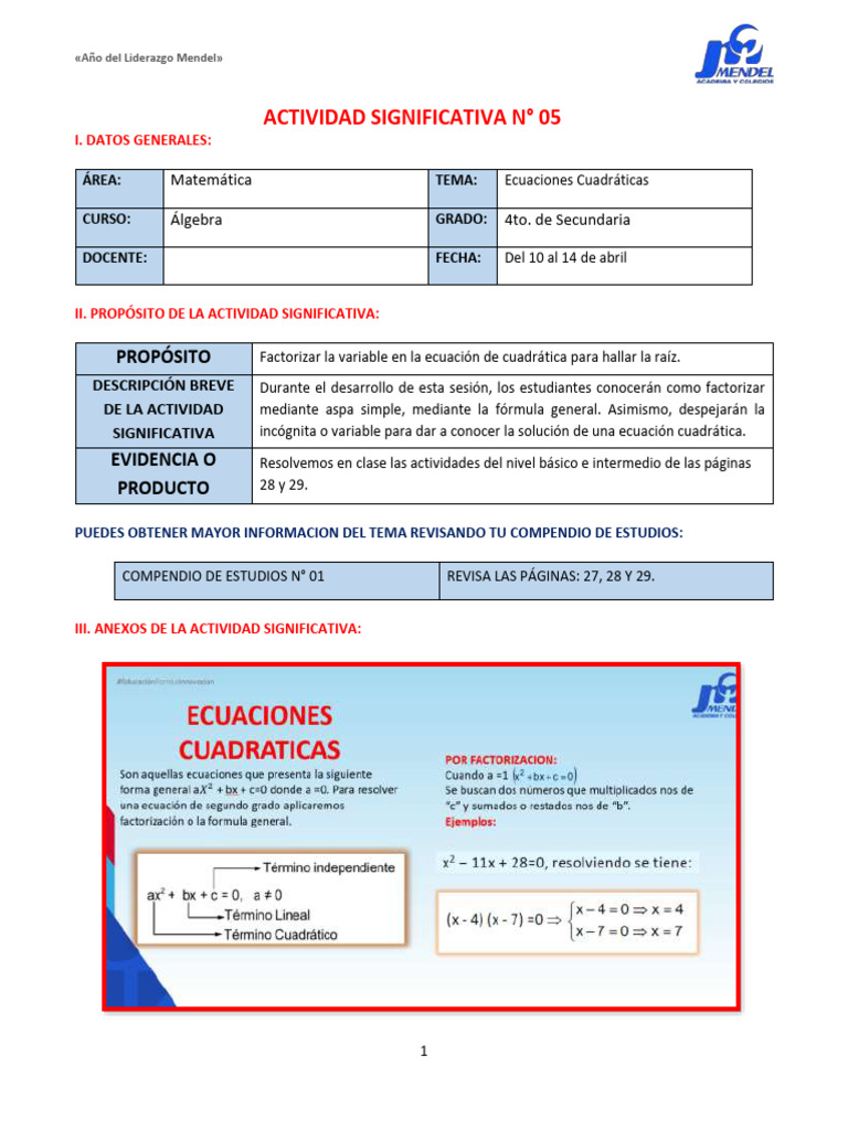 SEC. 4to - AS05 - MATEMÁTICA 2 | PDF