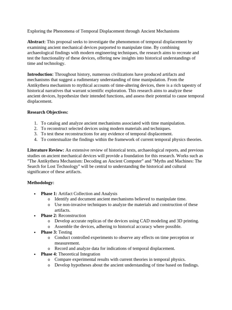 Exploring the Phenomena of Temporal Displacement through Ancient Mechanisms | PDF | Time | Theory